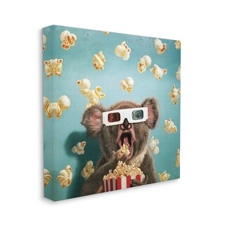 Stupell Adorable Koala Watching Movie with Popcorn Canvas Wall Art ...