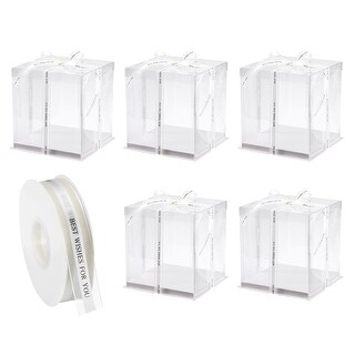 Clear Cake Box with Ribbon, 5Pcs 9"x9"x9" for 6 Inch Cake Packing - Bed ...