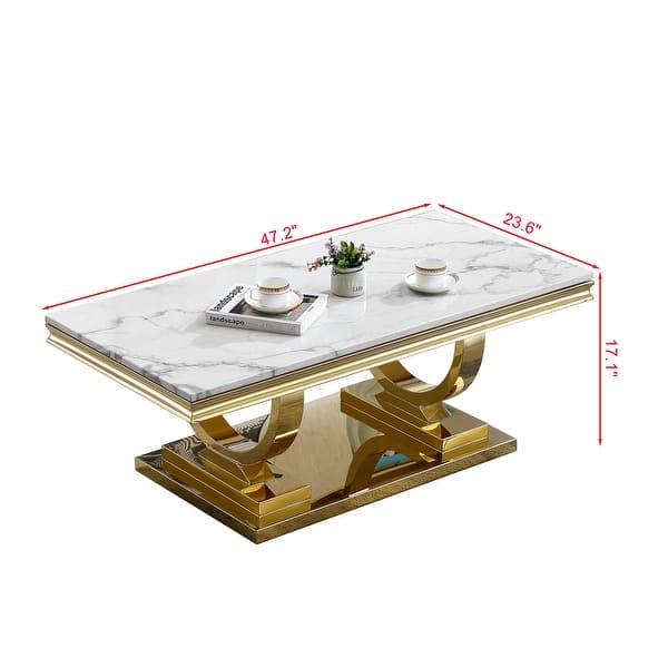 Modern Rectangular Marble Coffee Table - Bed Bath & Beyond - 37783047