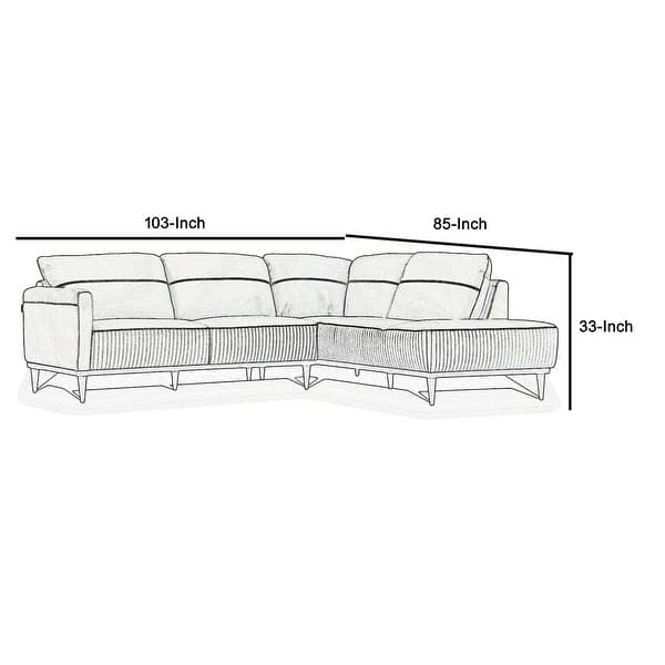 Left Facing Sectional Sofa with Chaise and Vertical Stitching Details ...