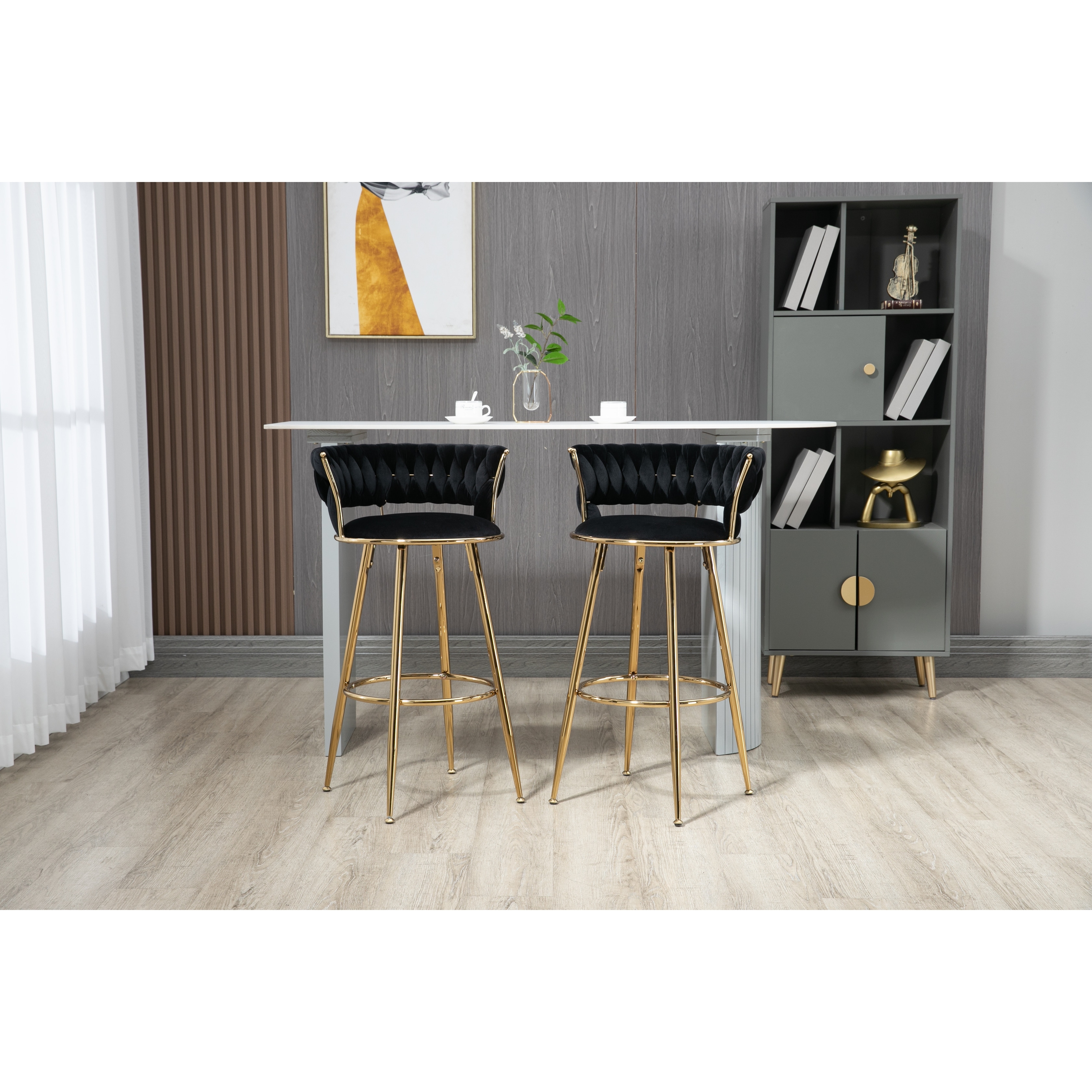 Bar Stools with Back and Footrest Counter Height Bar Chairs Set of 2 ...