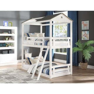 Twin Wood House Bunk with Roof & Ladder - Bed Bath & Beyond - 38855485