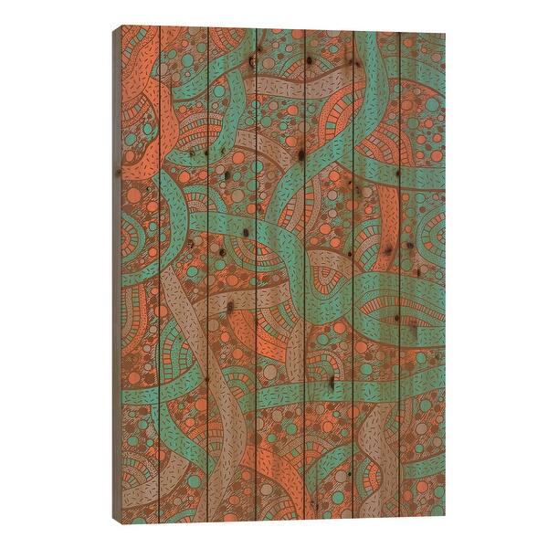 Orange And Blue Waves Print On Wood by Veronika Demenko - Multi-Color ...