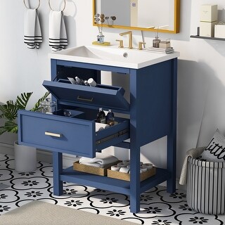 Blue 24" Bathroom Vanity Cabinet with Sink,2 Drawers - Bed Bath ...
