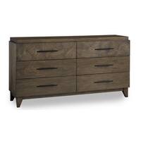 Dee 68 Inch Dresser, 6 Drawers, Modern Wood Grain Design, Dark Brown ...