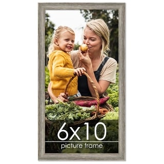 6x10 Distressed/Aged Contrast Grey Complete Wood Picture Frame with UV ...