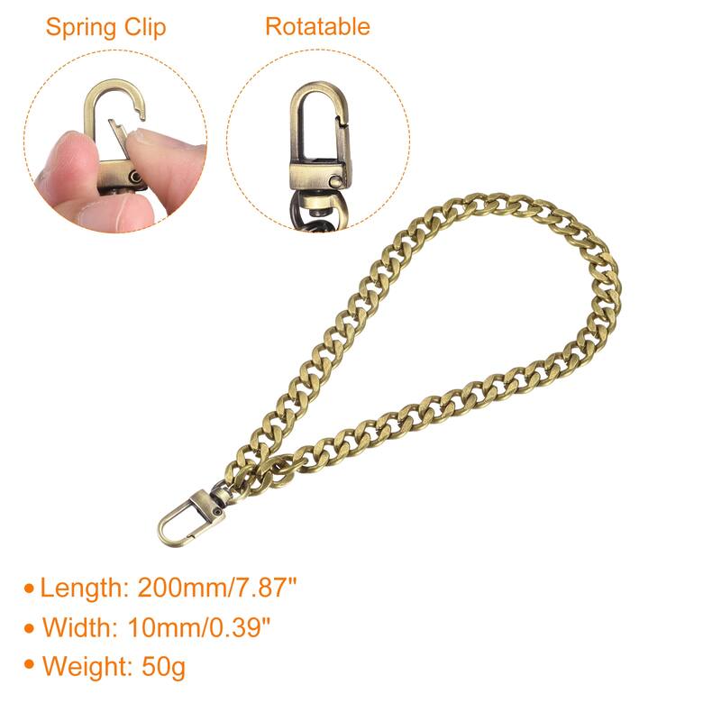 Iron Flat Chain Strap, 8" Purse Wallet Handbag Wristlet Strap ...
