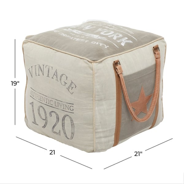 Fabric Rustic Pouf Paris 17 x 21 x 21 - Bed Bath & Beyond - 32134046
