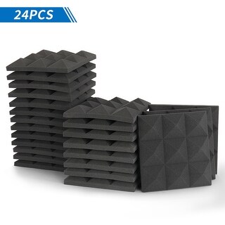 24pcs Pyramid Acoustic Foam Panel Studio Soundproofing Wall Padding ...