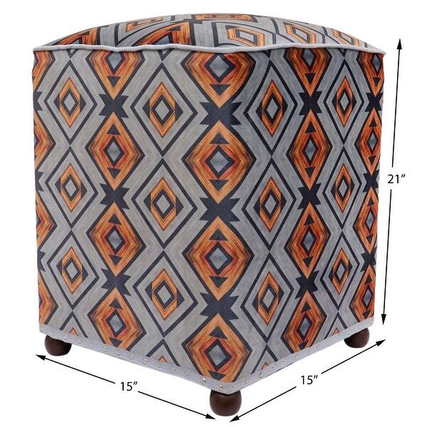 Tribal Diamond Carina Italian Velvet Upholstered Ottoman - Bed Bath ...