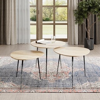 Reeves Abstract Contemporary Solid Acacia Wood Nesting End Tables (Set ...