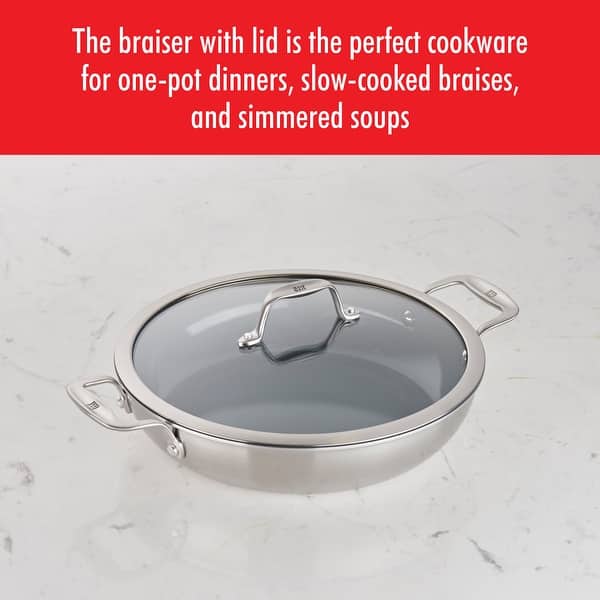 ZWILLING Spirit 3-ply 4-qt Stainless Steel Ceramic Nonstick Braiser ...