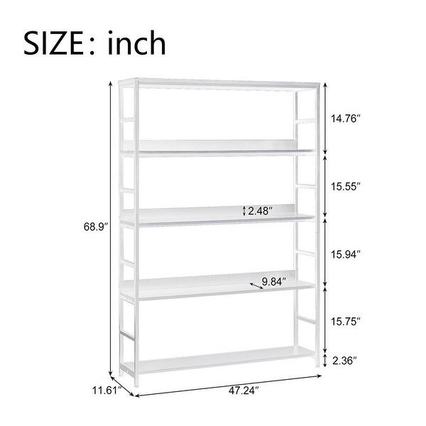 5 Tier Home Office Bookcase Open Bookshelf Storage Large 5 Shelf ...