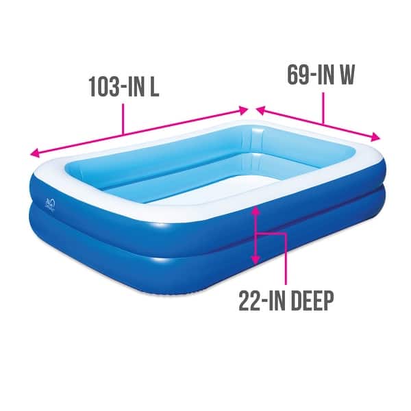 Blue Wave Inflatable Rectangular Family Pool with Cover - One-size ...