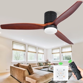 Moasis 52" Low Profile Ceiling Fan with LED Light and Remote Wall ...