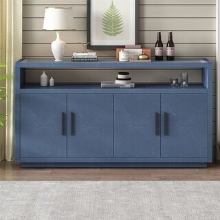 Navy blue sideboard table solid wood entryway table mdf hallway table ...