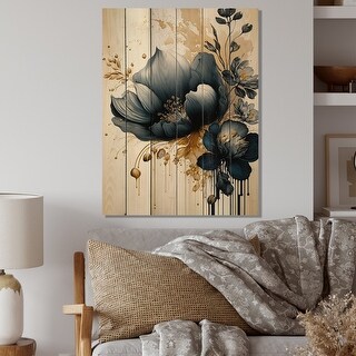 Designart 'Blue And Gold Crocus Bunch I' Floral Crocus Wood Wall Art ...