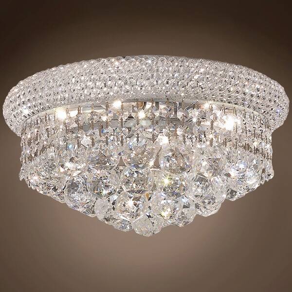 Bagel Design 6 Light 14" Chrome Flush With Clear European/Swarovski ...