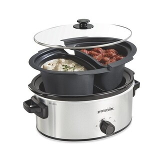 Double Dish Slow Cooker with 6qt Crock and Dual 2.5qt Nonstick Insert ...