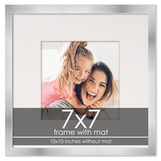7x7 Frame with Mat - Silver 10x10 Frame Wood Made to Display Print or ...