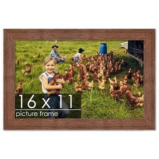 16x11 Frame Brown Barnwood Picture Frame with UV Acrylic Glass, Foam ...