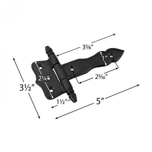 Black Wrought Iron T Strap Hinge 5" Long Decorative Colonial Hinge Rust ...