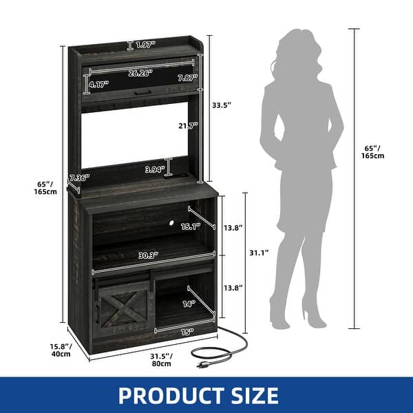 Moasis Farmhouse Kitchen Bakers Rack with Storage Shelves Microwave ...