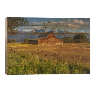 Grand Teton Barn Print On Wood by Sergio Lanza - Multi-Color - Bed Bath ...