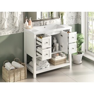 36'' Bathroom Vanity with Undermount Sink,with 4 Drawers& Soft Closing ...