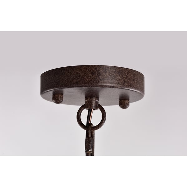 Callie Wood Grain+Rustic Iron 6-Light 20-Inch Plum Wagon Wheel ...