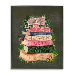 Stupell Floral Fairy Book Stack Framed Giclee Art Design By Glad You're ...