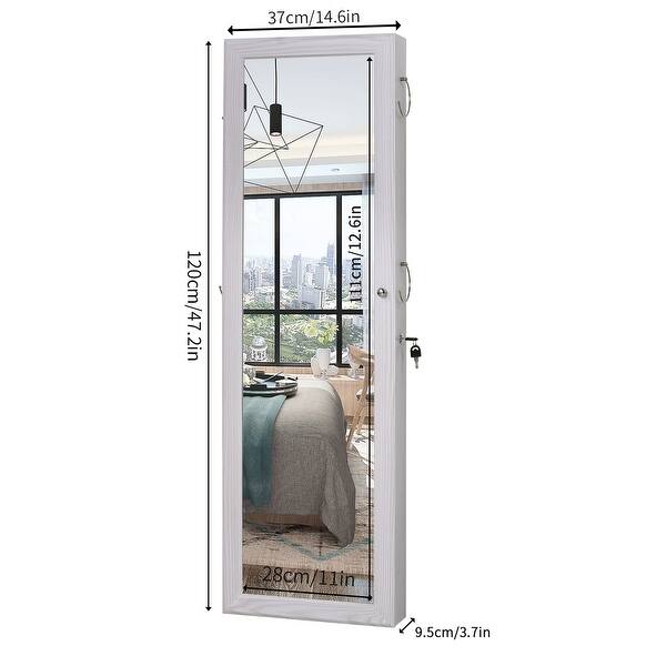 5-Tiers Mirror Decoration Storage Mirror Jewelry Mirror Cabinet White ...
