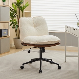 Oversize Seat Home Office Computer Armless Swivel Chair with Wheels ...