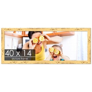40x14 Shabby Chic / Farmhouse Yellow Wood Panoramic Frame - UV Acrylic ...