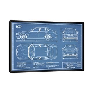 iCanvas "BMW M3 (F80) Blueprint" by Action Blueprints Framed Canvas ...