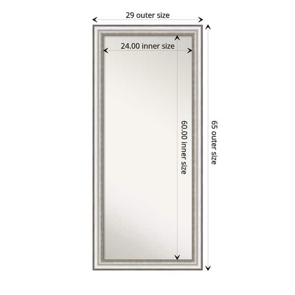 Non-Beveled Wood Full Length Floor Leaner Mirror - Salon Silver Frame ...