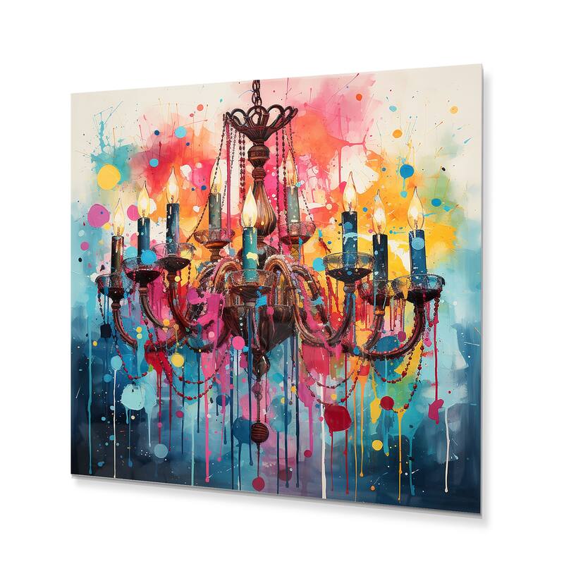 Designart "Chandelier Retro Glamour Pointillism I" Chandelier Metal ...