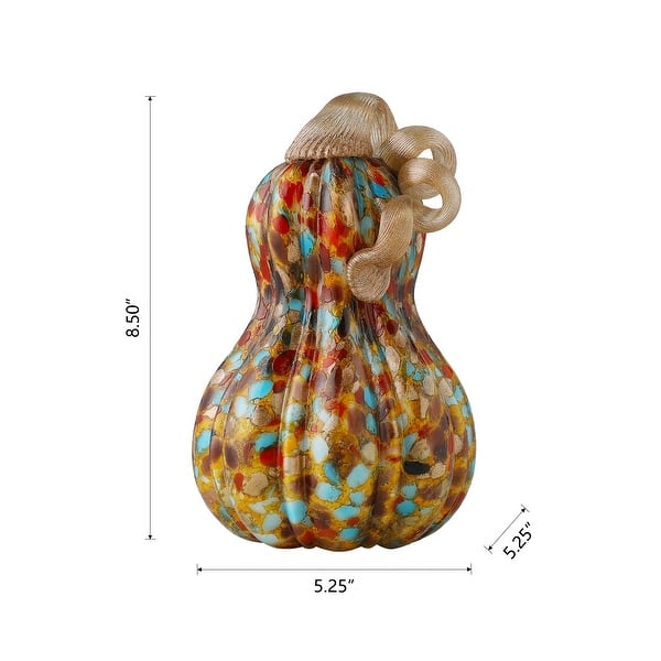 Glitzhome 9.06in H Fall Multi Dots Glass Gourd Pumpkin for Thanksgiving ...