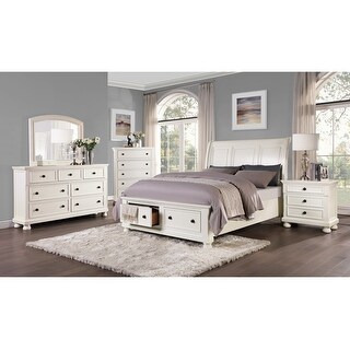Delia 6 Piece White Modern Sleigh Storage Platform Bedroom Set - Bed ...