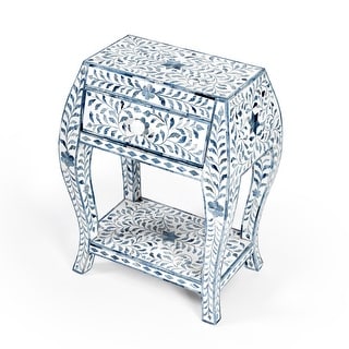 Butler Trubadur Blue and White Bone Inlay Side Table - Bed Bath ...