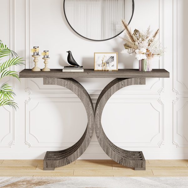 39 Wooden Console Table Farmhouse Entryway Table for Entrance Living Room Hallway Grey 39.4 11.8 31.5