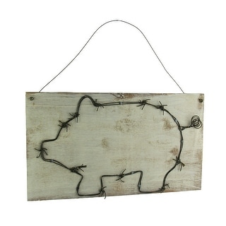 Decorative Barbed Wired Pig On Rustic Wood Wall Hanging - Bed Bath ...