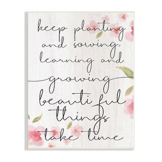 Stupell Beautiful Things Take Time Motivational Phrase Gardening ...