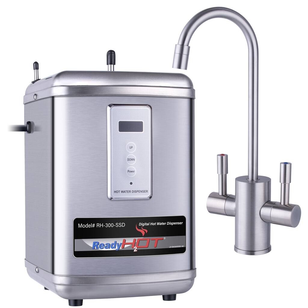 Ready Hot Instant Hot Water Tank and 2-Handle Brushed Nickel Faucet ...