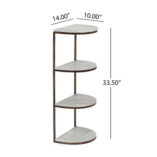 Bainville Modern Glam Handcrafted Marble Half Round Etagere Bookcase by ...