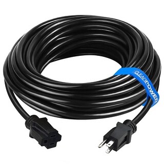 50 ft Heavy Duty Outdoor Extension Cord 12/3 SJTW, Black, Water ...