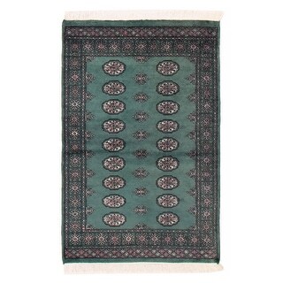 ECARPETGALLERY Hand-knotted Finest Peshawar Bokhara Green Wool Rug - 3 ...