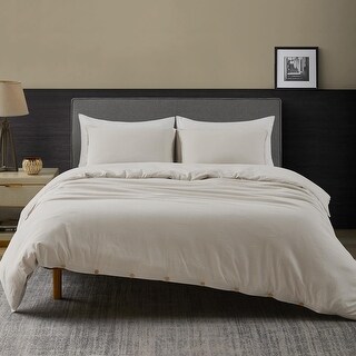 Linen Duvet Cover Queen, Washed Bedding Set with Buttons Closures, 3 ...
