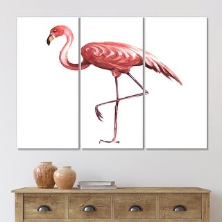 Designart "Pink Flamingo On One Leg" Traditional Canvas Wall Art Print ...