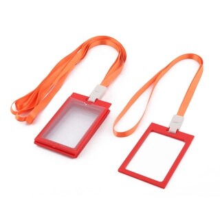 Office Neck String Lanyard Vertical ID Card Holder Container Red Orange ...